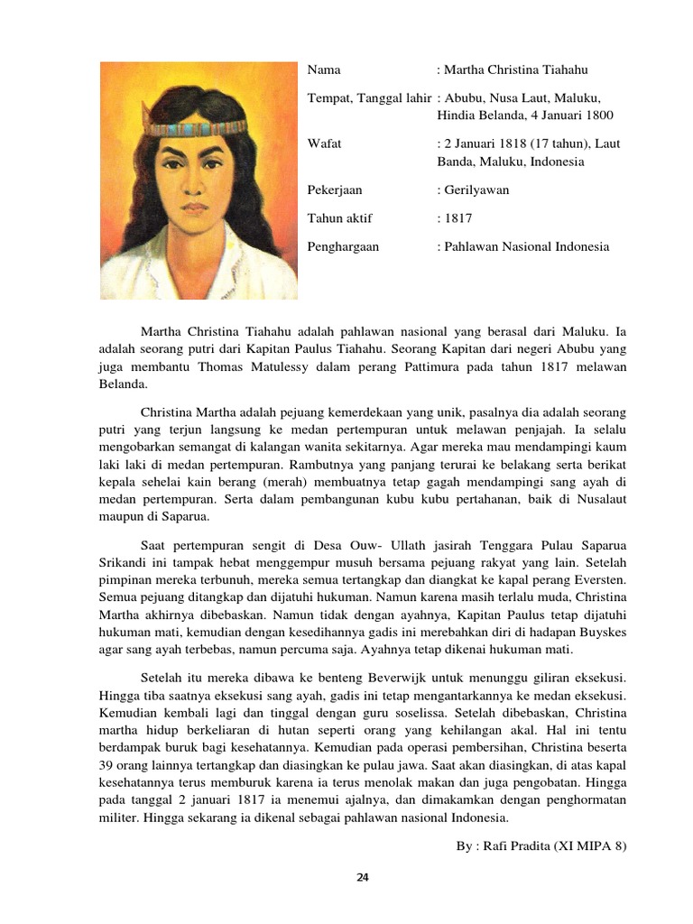 Biografi Martha Christina Tiahahu | PDF