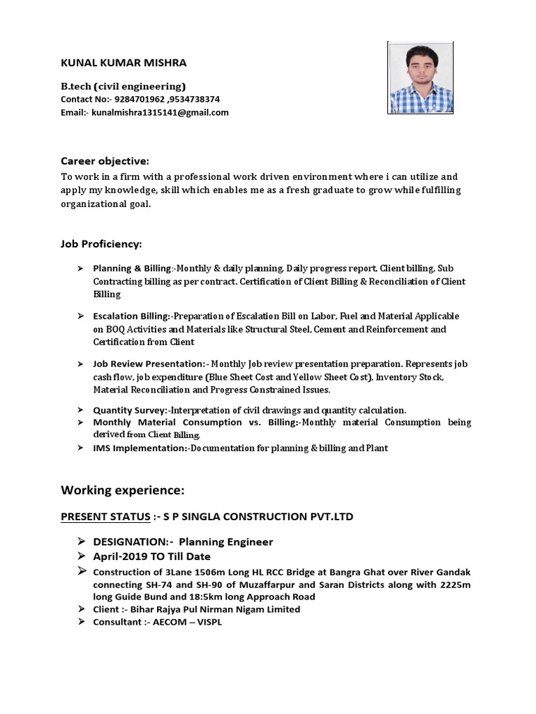 CV of Kunal Kumar Mishra | PDF | Engineering | Business