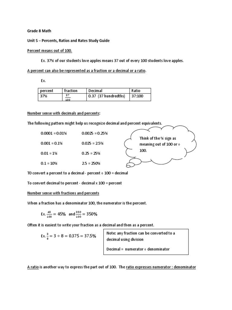 Understanding Percents, Ratios, Rates and Conversions | PDF | Fraction ...