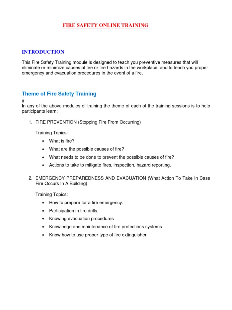 Fire Safety Training | PDF | Fire Safety | Fires