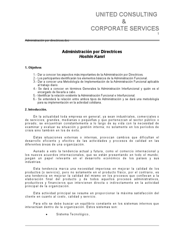Administración por Directrices: Una Metodología para Mejorar el ...