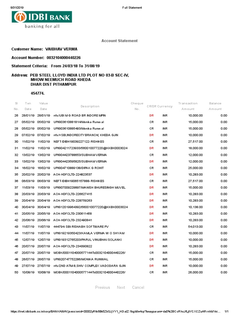 Idbi Net Banking Format | PDF