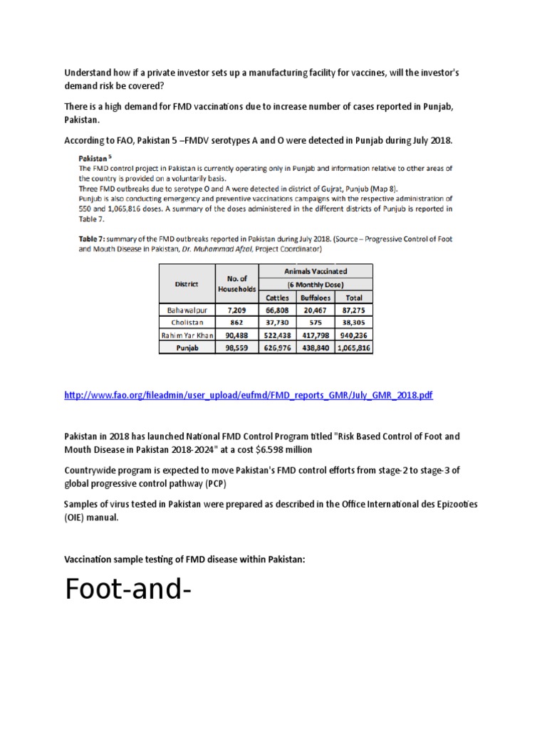 Foot-And-: Vaccination Sample Testing of FMD Disease Within Pakistan ...