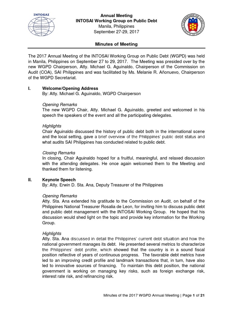 Minutes of Meeting | PDF | Audit | Financial Statement