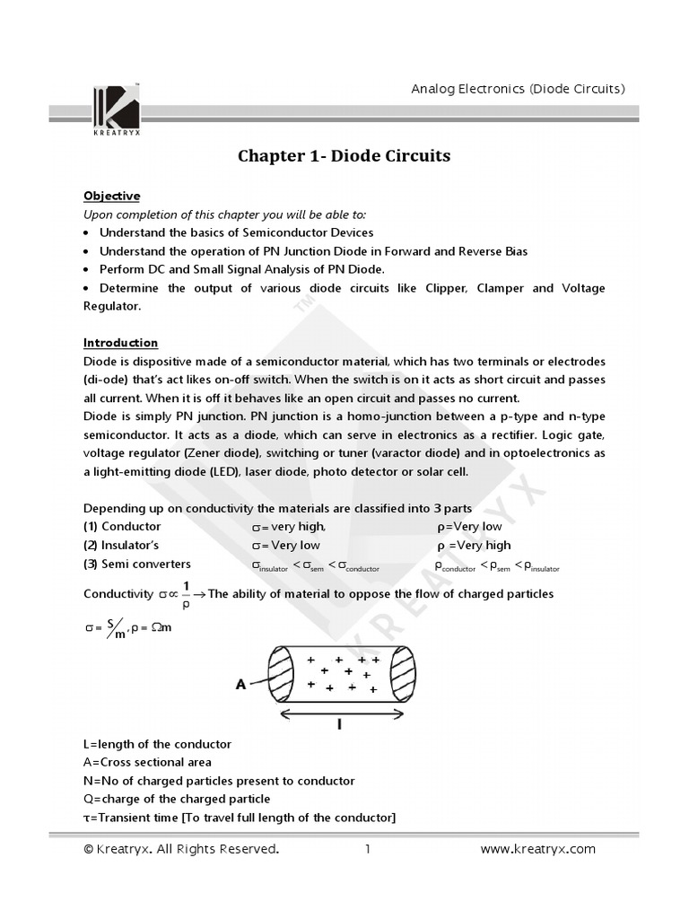 Chapter 1-Diode Circuits: Objective | PDF | P–N Junction | Semiconductors