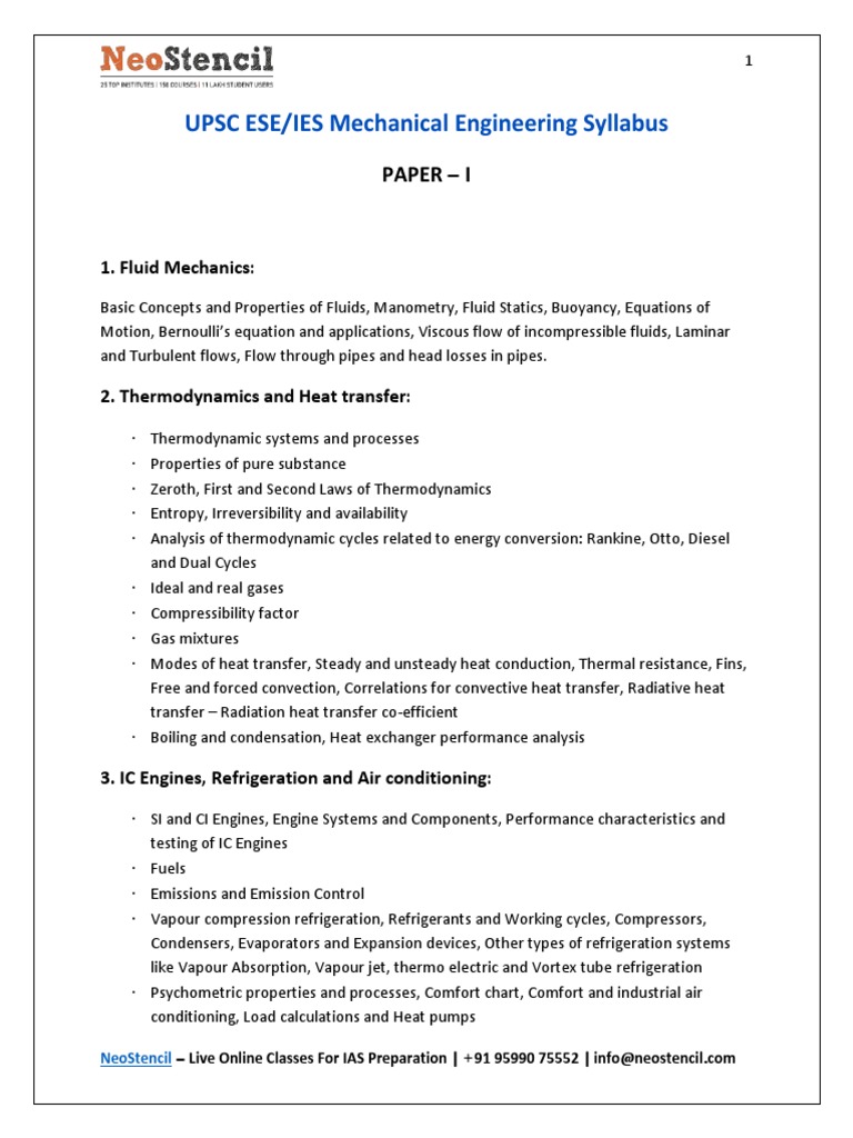 IES Mechanical Syllabus | PDF | Jet Engine | Heat Transfer