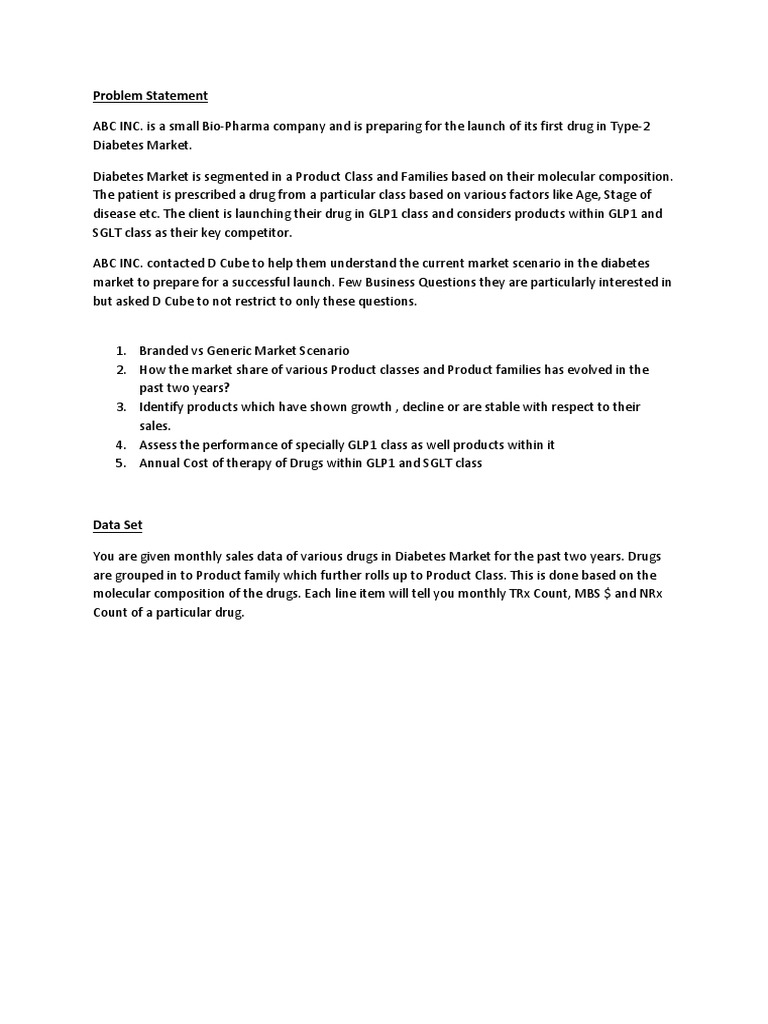 Drug Pre-Launch Problem Statement | PDF