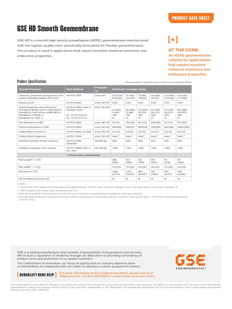 Geomembrane Technical Data | PDF | Materials | Building Materials