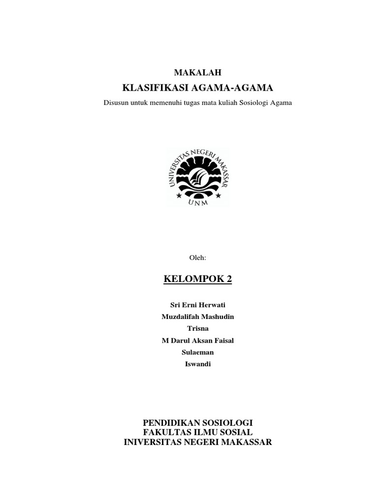Makalah Kelompok 2 Klasifikasi Agama | PDF