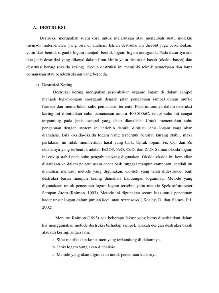 Proses Destruksi Kering dan Basah | PDF | Griya & Taman | Teknologi ...