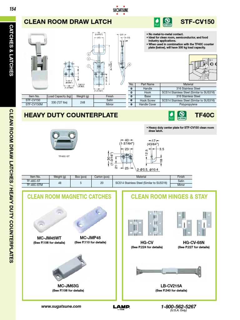 STF-CV150 Clean Room Draw Latch: Clean Room Magnetic Catches Clean Room ...