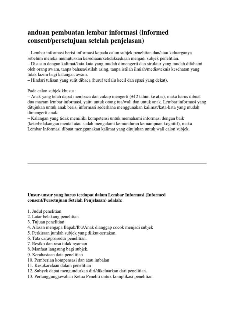 Panduan Informed Consent | PDF
