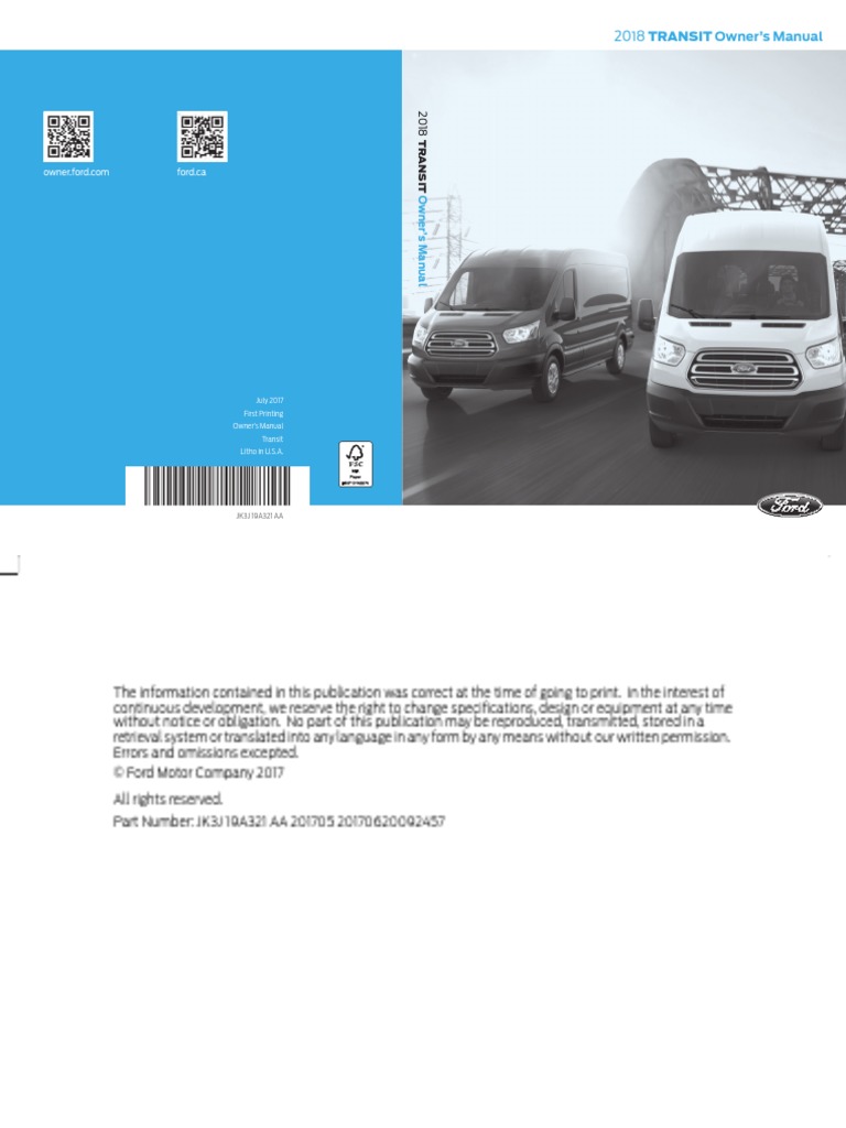 2018 Ford Transit Owners Manual | PDF | Seat Belt | Vehicles