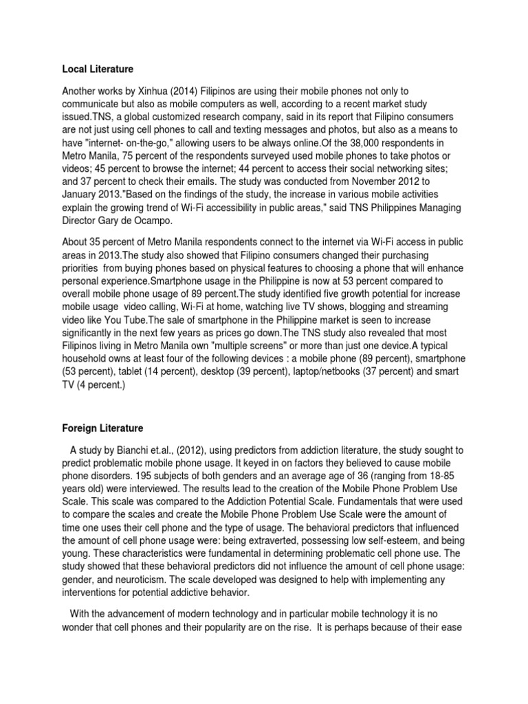 Local Literature | PDF | Smartphone | Internet