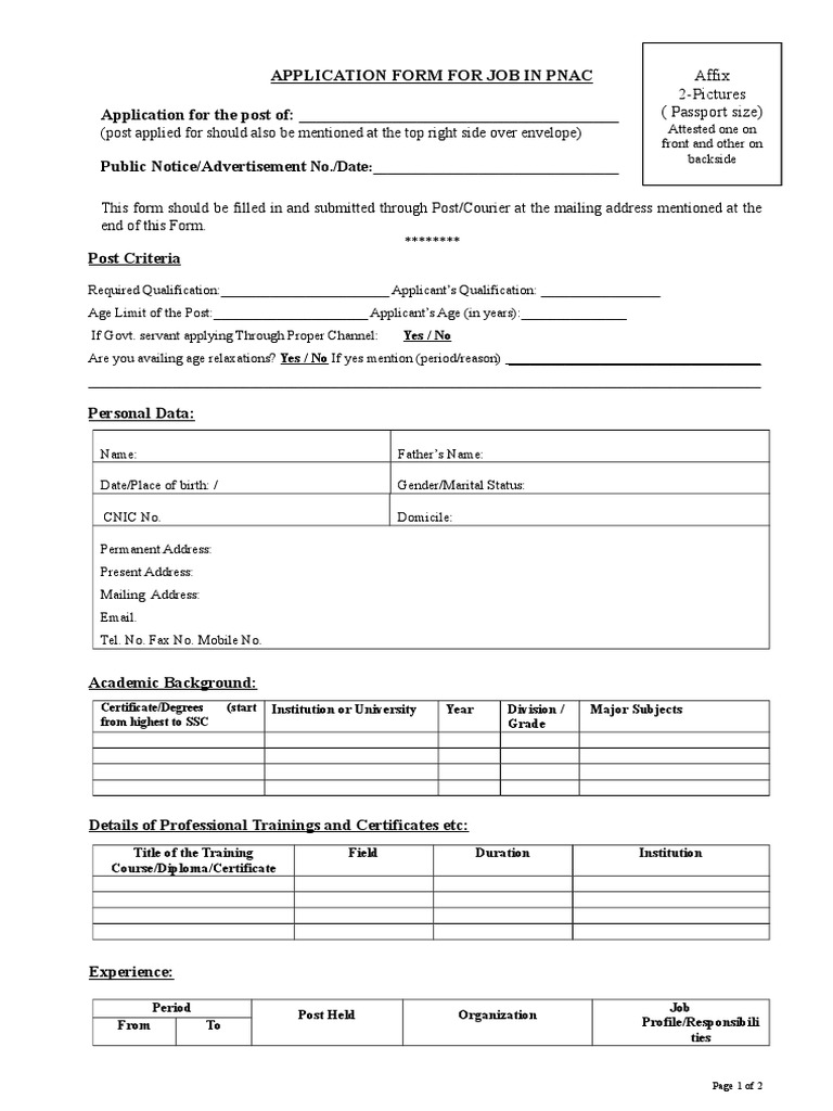 Application Form For Pnac | PDF | Business