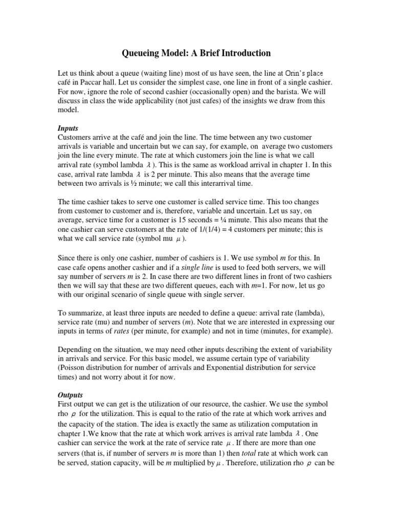 Queueing Model: A Brief Introduction: Inputs | PDF | Grinding (Abrasive ...