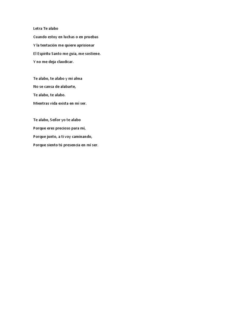 Letra Te Alabo | PDF