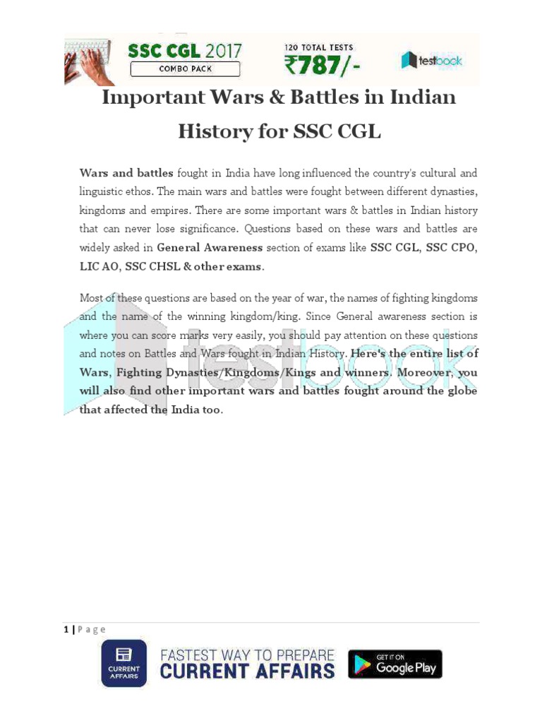 Important Battles in Indian History | PDF | Business