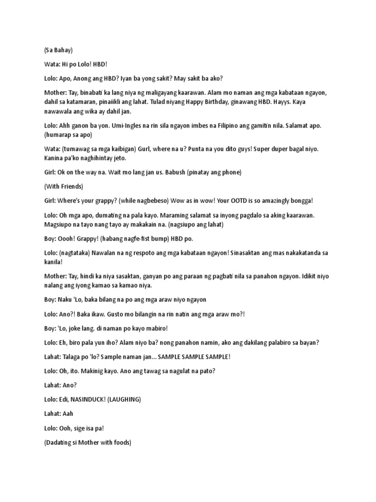 Script Sa Filipino | PDF