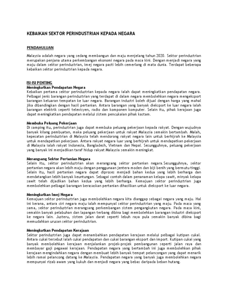 Kebaikan Sektor Perindustrian | PDF