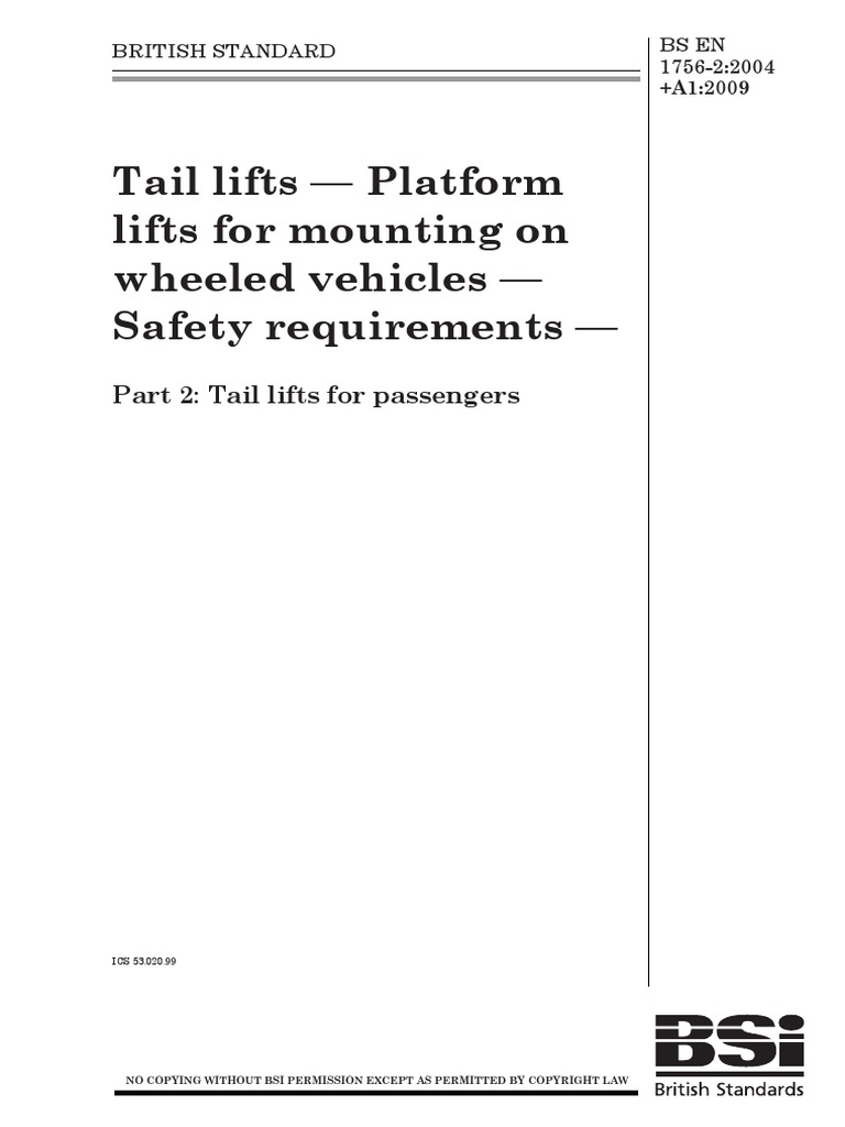 BS en 1756-2-2004+a1-2009 PDF | PDF | Elevator | Machines