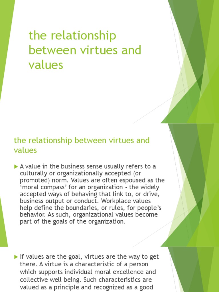 The Relationship Between Virtues And Values PDF Value Ethics Virtue