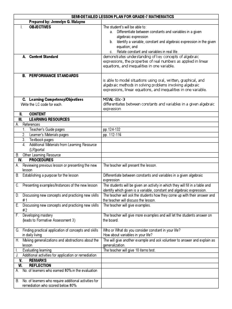 M7Al Iic 3 | PDF | Learning | Equations