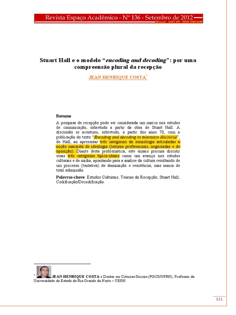Encoding Decoding Stuart Hall PDF | PDF