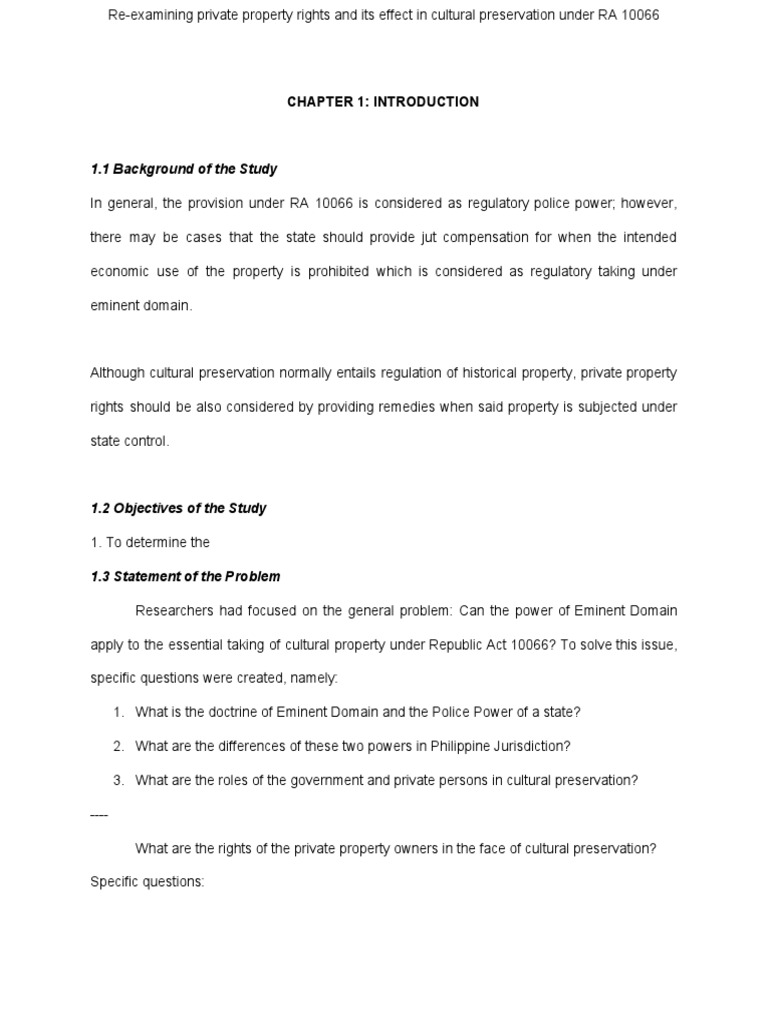 Re-examining Property Rights Under RA 10066 | PDF | Eminent Domain ...