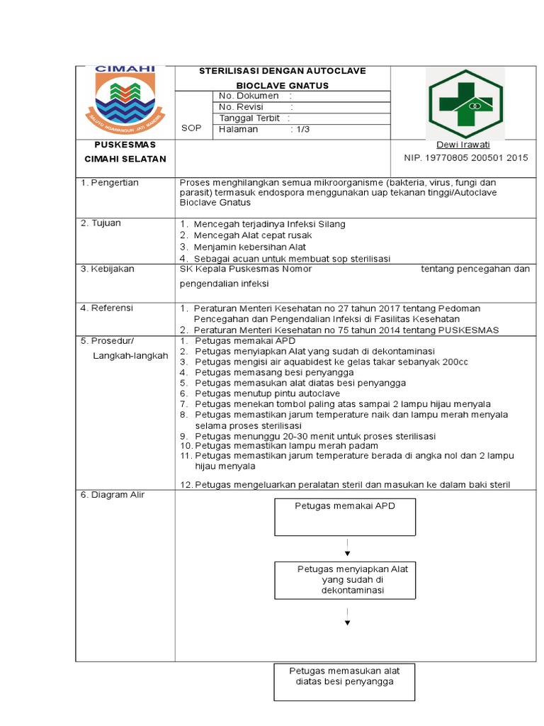 Sop Sterilisasi Autoclave Bioclave Gnatus | PDF