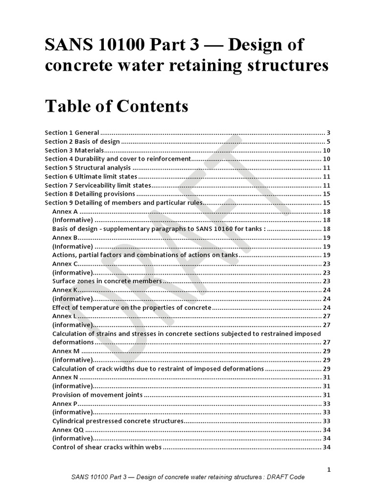 SANS 10100-3: Water Retaining Structures | PDF | Creep (Deformation ...
