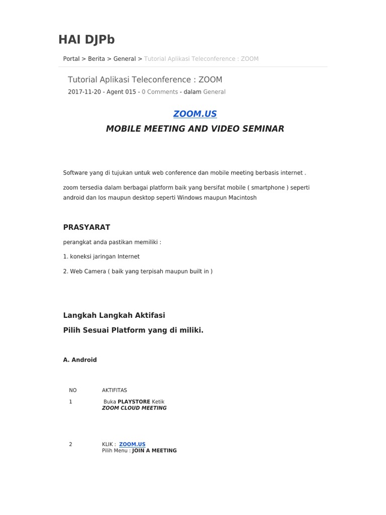 Tutorial Penggunaan Zoom Video Conference | PDF