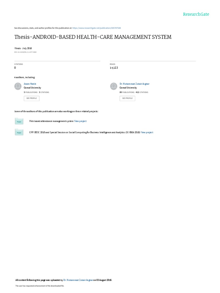 Thesis-Android-Based Health-Care Management System: July 2016 | PDF ...