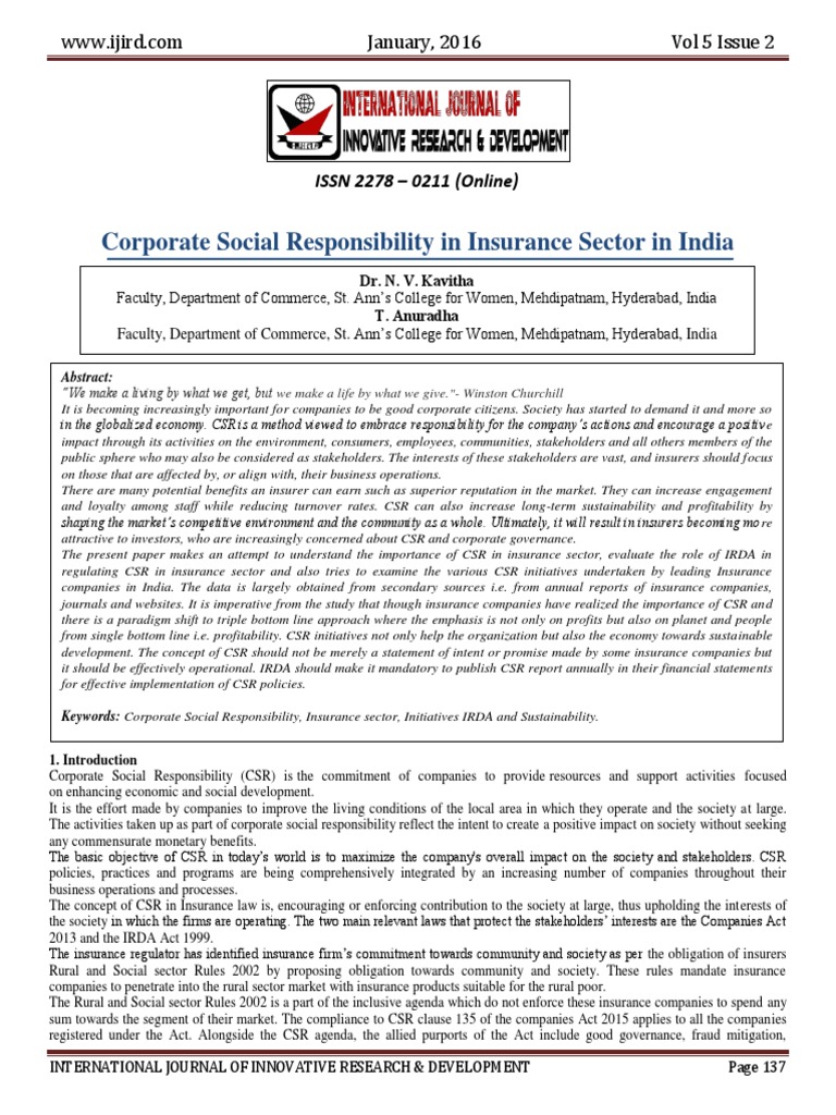 Insurance Concent in India | PDF | Corporate Social Responsibility | Risk