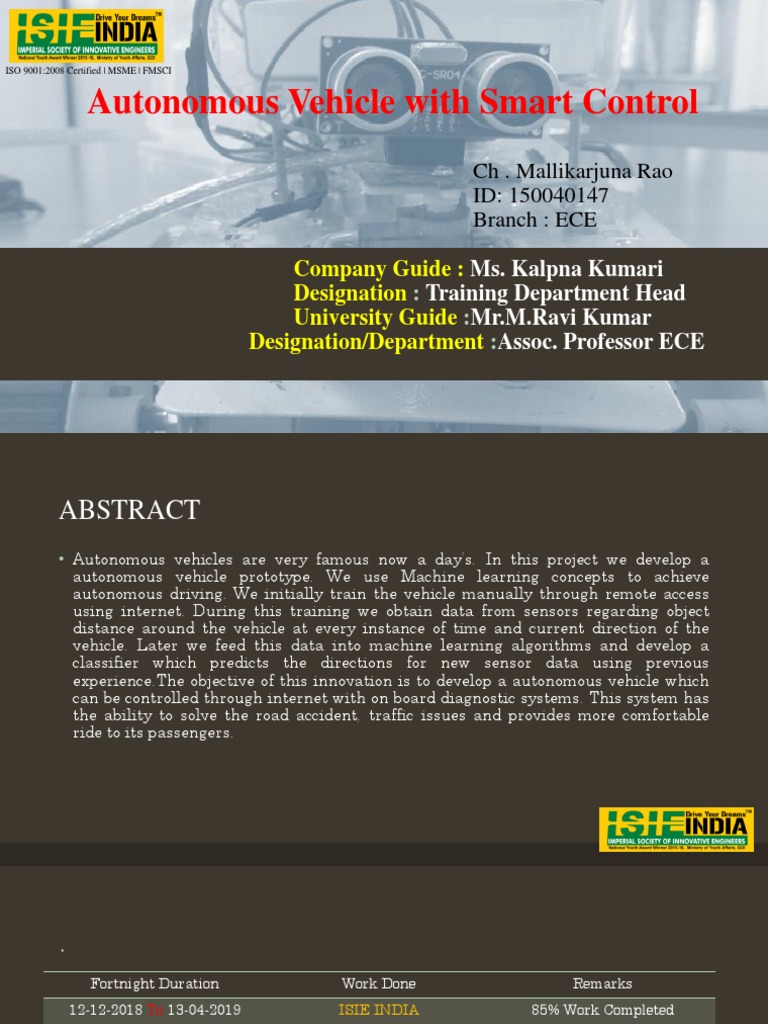 Autonomous Vehicle With Smart Control | PDF | Machine Learning ...