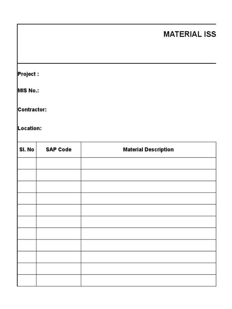 Material Issue Slip: Project: MIS No. | PDF