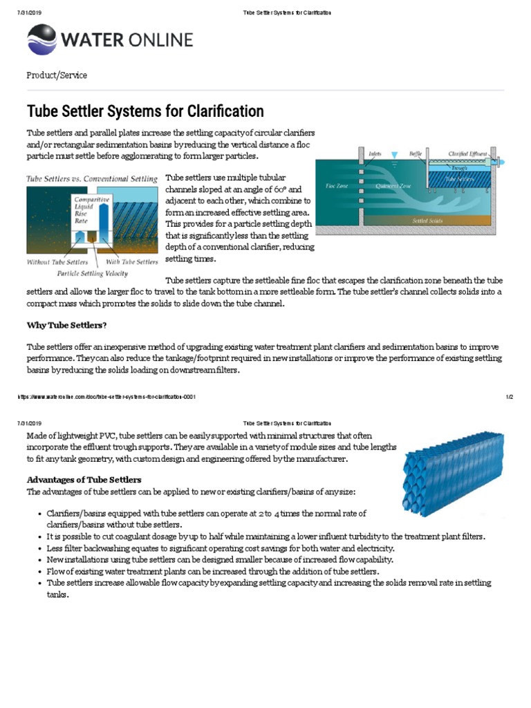 Improving Clarifier Performance Through Tube Settler Systems | PDF ...