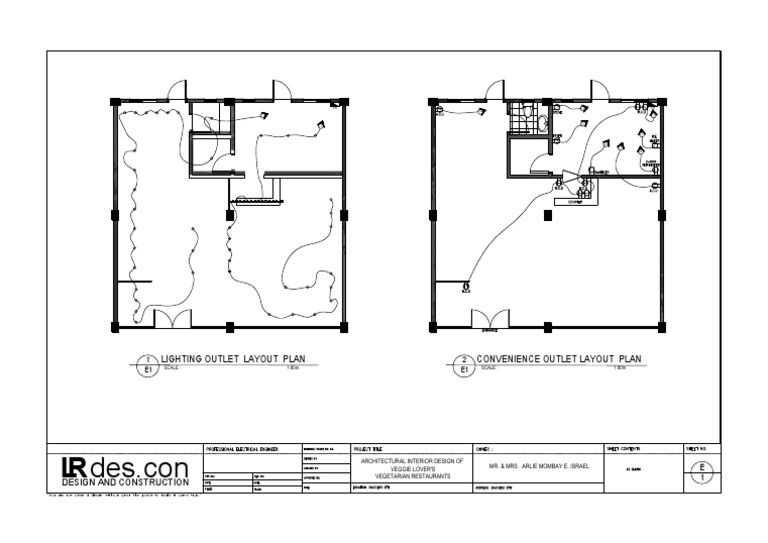 Des - Con: Lighting Outlet Layout Plan Convenience Outlet Layout Plan | PDF
