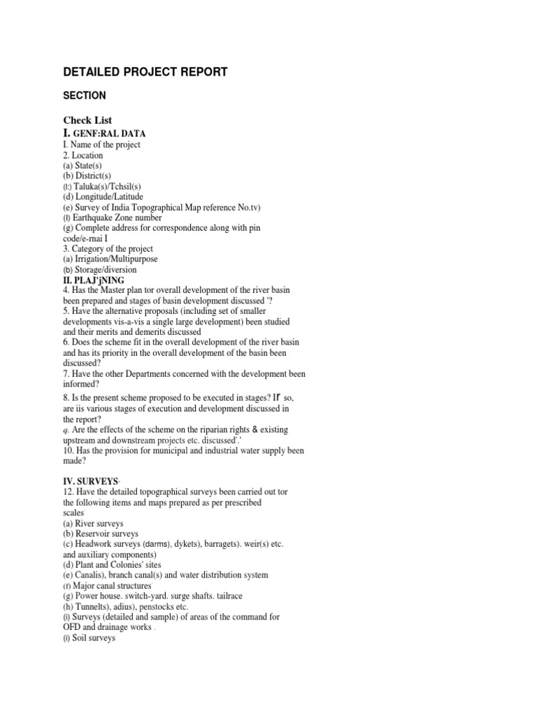 Detailed Project Report: Check List | PDF | Surveying | Earthquakes