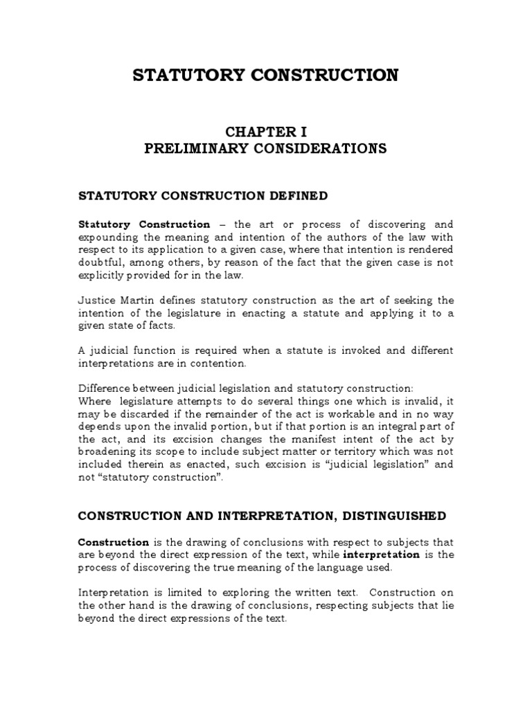 Statutory Construction Chapter I Prelimi PDF | PDF | Statutory ...
