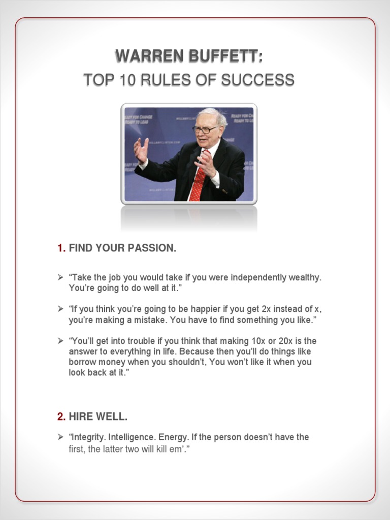 Warren Buffetts Top 10 Rules of Success Notes | PDF