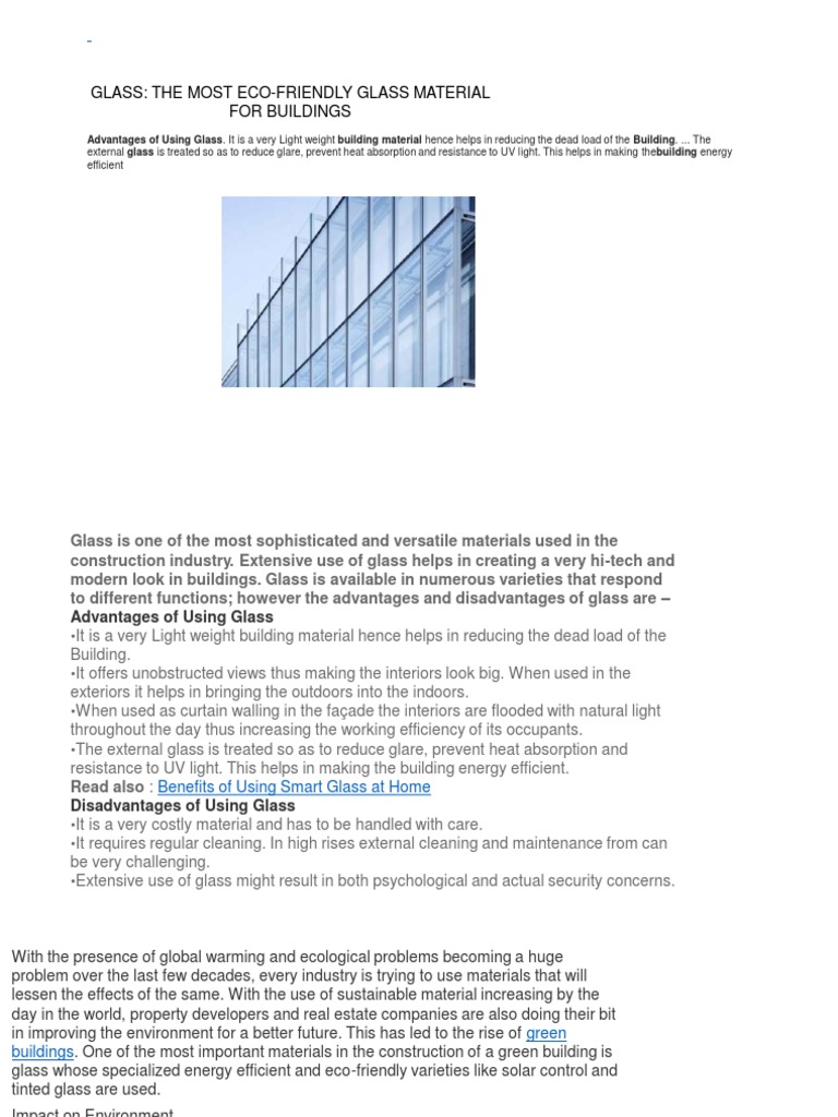 Glass Building Material | PDF | Glasses | Green Building