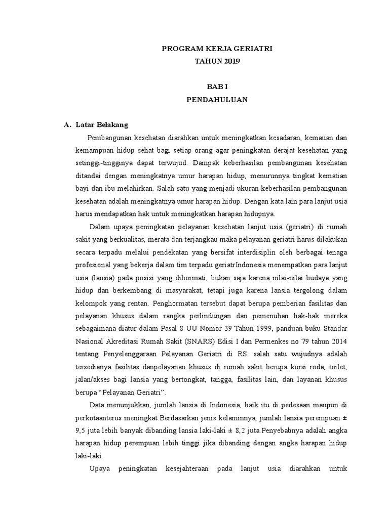 Program Kerja Tim Geriatri 2019 | PDF