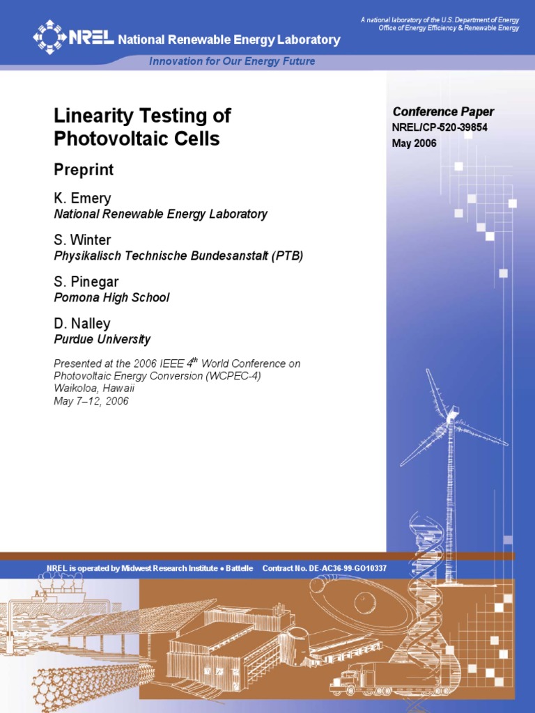 Linearity Testing of Photovoltaic Cells: Preprint | PDF | Calibration ...