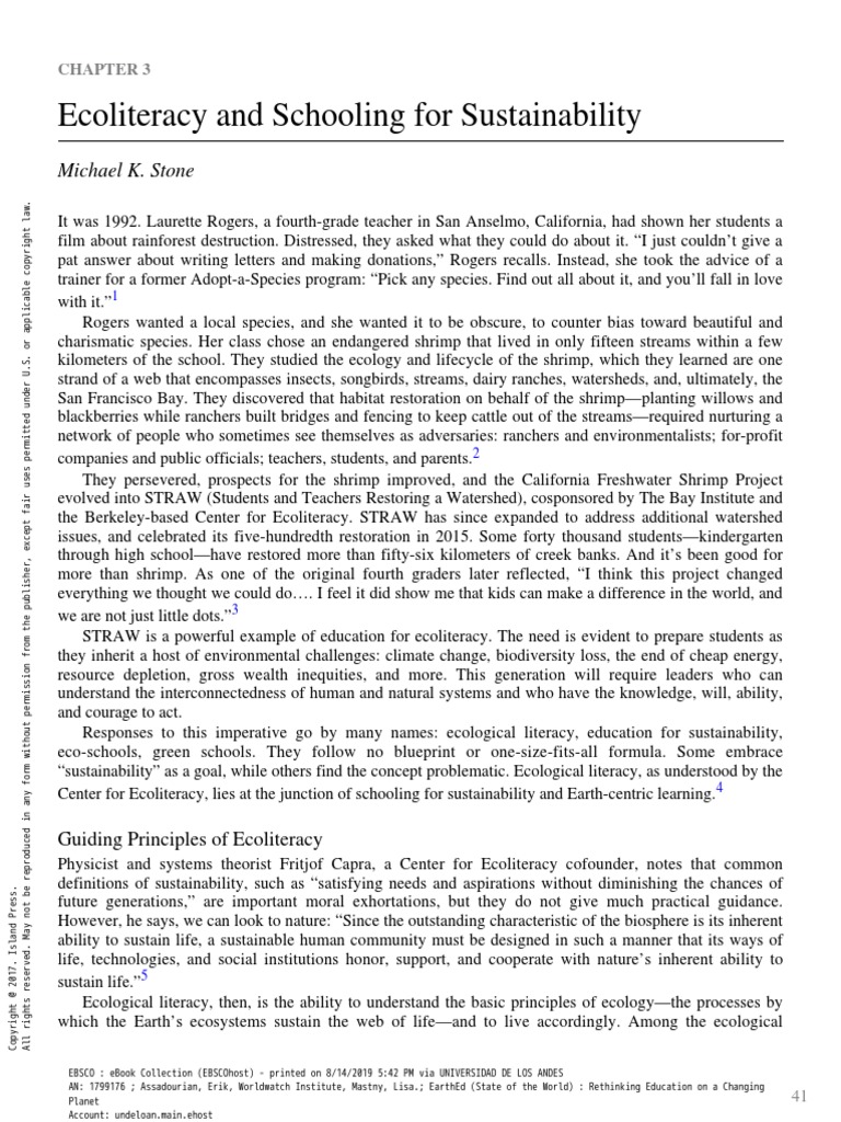 Ecoliteracy Stone | PDF | Food Web | Sustainability