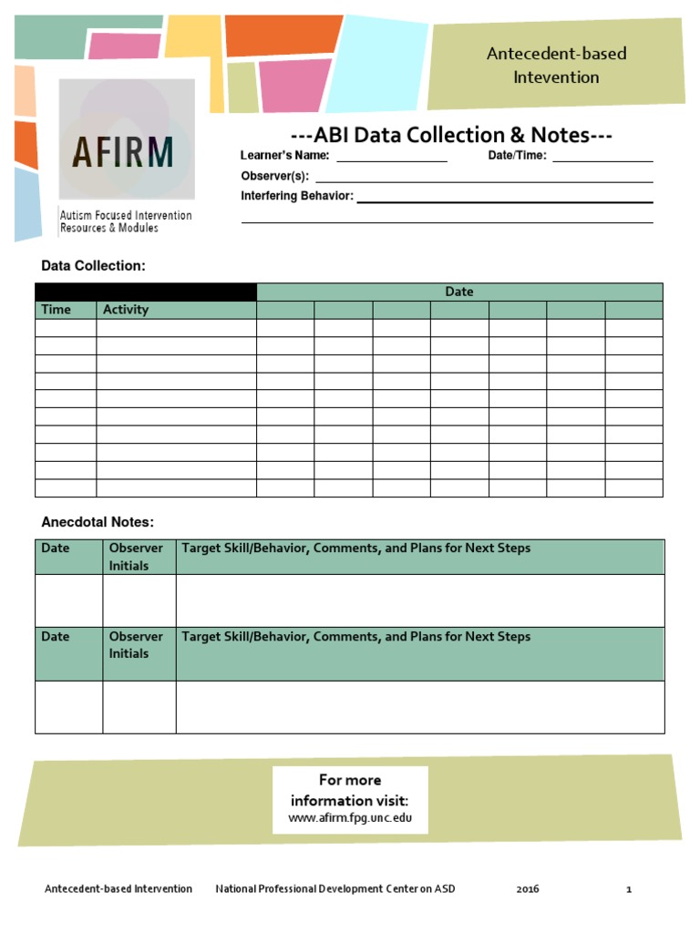 ABI Data Collection and Anecdotal Notes | PDF