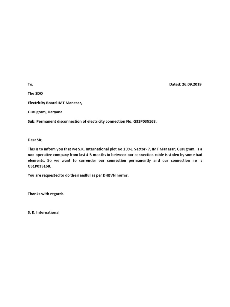 Disconnection of Electricity | PDF
