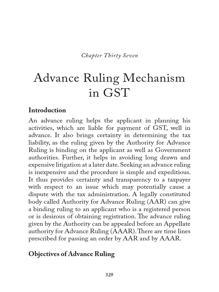 Advance Ruling Mechanism in GST: Chapter Thirty Seven | PDF | Value ...