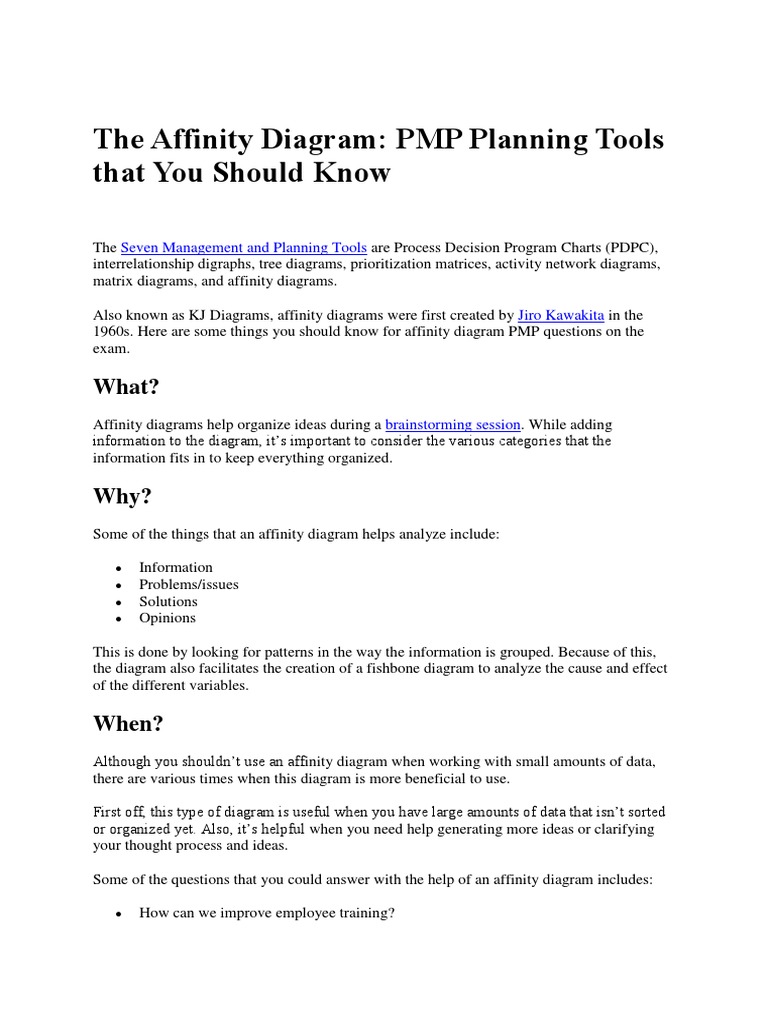 The Affinity Diagram: PMP Planning Tools That You Should Know | PDF ...