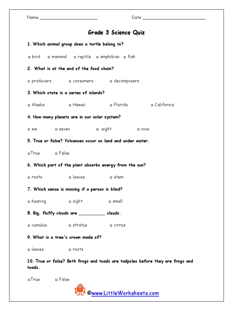 Grade 3 Science Quiz | PDF | Home & Garden | Science & Mathematics Grade 3 Science Quiz | PDF | Home & Garden | Science & Mathematics